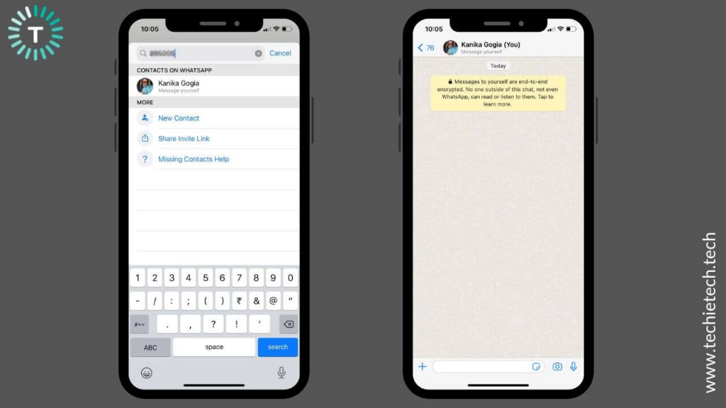 How to send a message to yourself on WhatsApp [3 Ways] - TechieTechTech